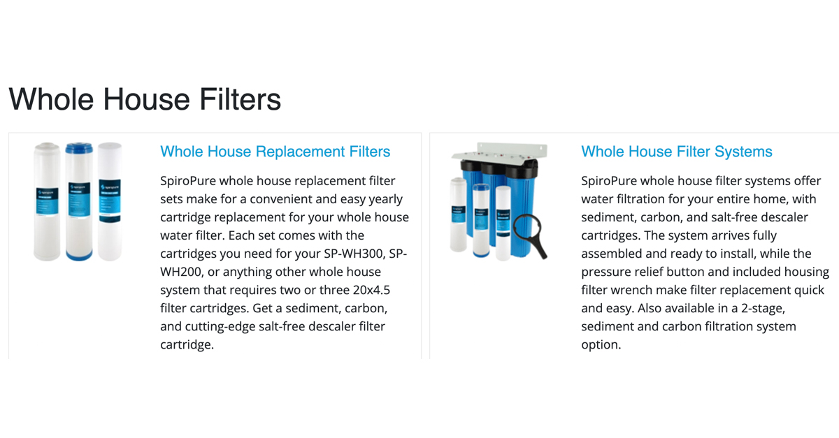 Whole House Filters - SpiroPure