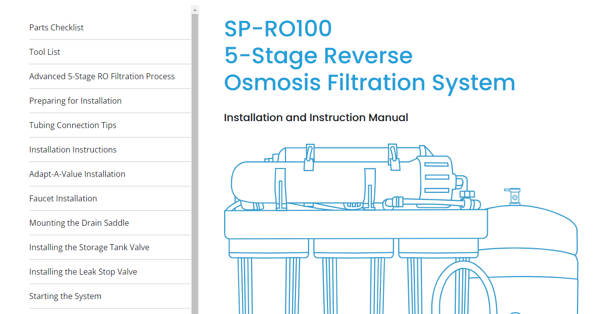 Reverse Osmosis Installation Manual